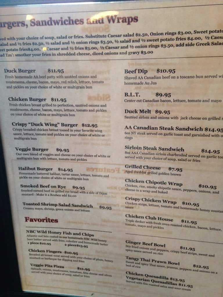 Menu at Thirsty Duck Neighbourhood Pub, Castlegar