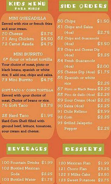 Menu at Taco Maya restaurant, Exton, 250 Eagleview Blvd