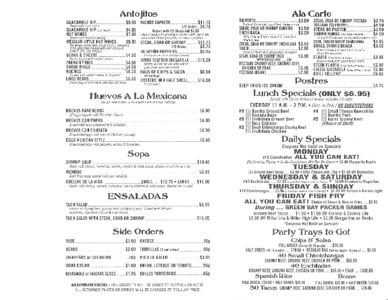 Menu at Little Cancun restaurant, Franklin, S 27th St A