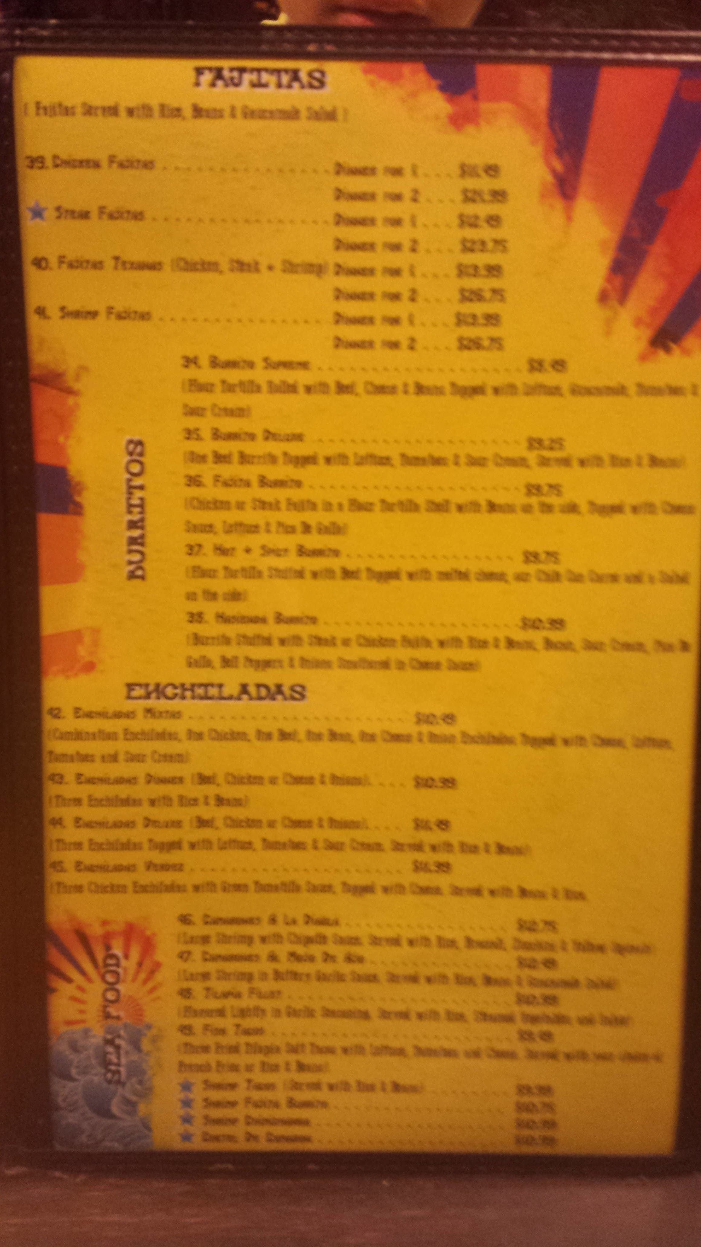 Menu at Hacienda Azul pub & bar, Dothan