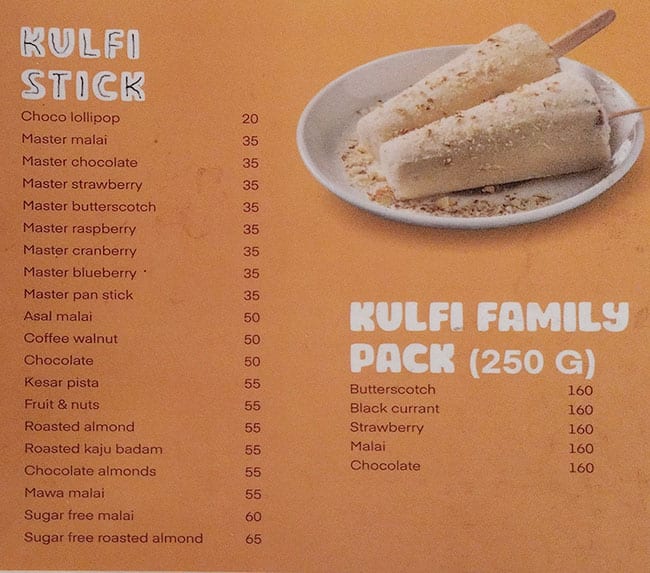 Menu of Chennai Kulfi, Maduravoyal, Chennai