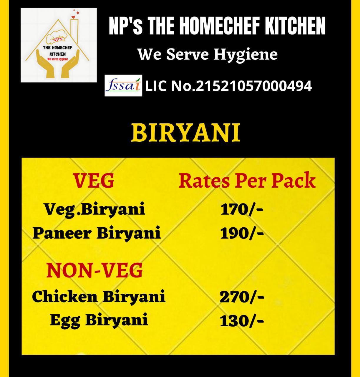 Menu of Np's The Homechef Kitchen, Borivali West, Mumbai