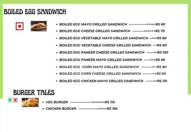 Menu at Doctor`s cafe, Chennai