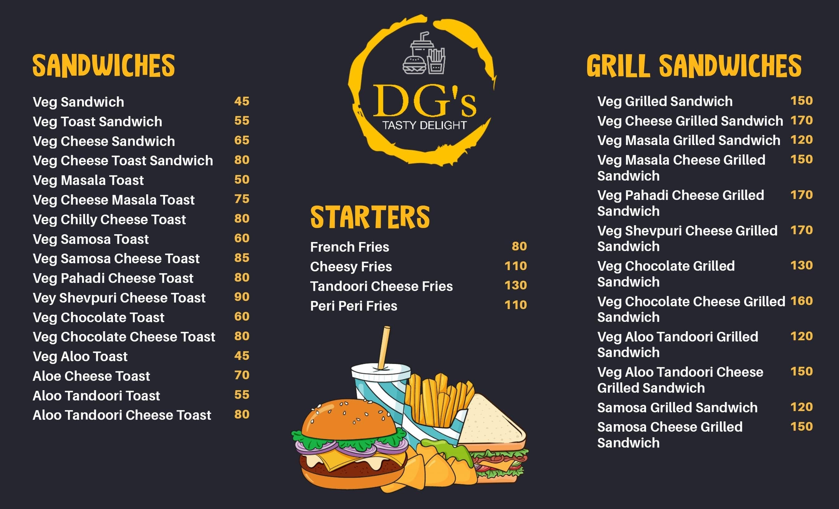 Menu of DG's Tasty Delight, Matunga East, Mumbai