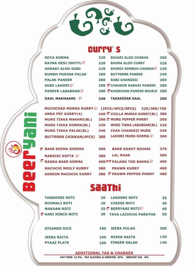 Beeryani Menu, Menu for Beeryani, SDA, New Delhi - Zomato