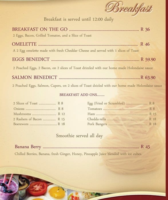 Carta de Blasters Family Restaurant, Ciudad del Cabo