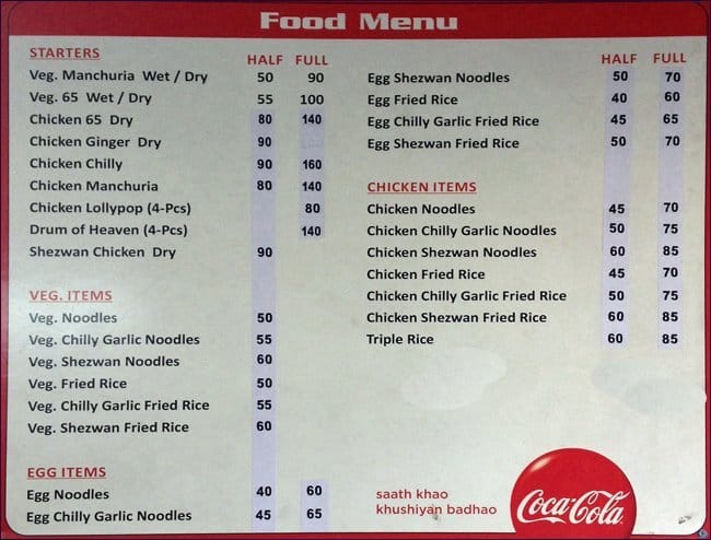 Chandra's Fast Food Corner Menu - Zomato