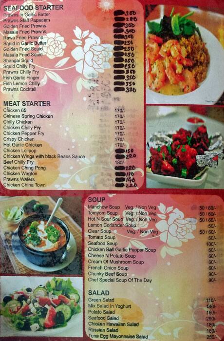 Menu of Everest, Cavelossim, Goa