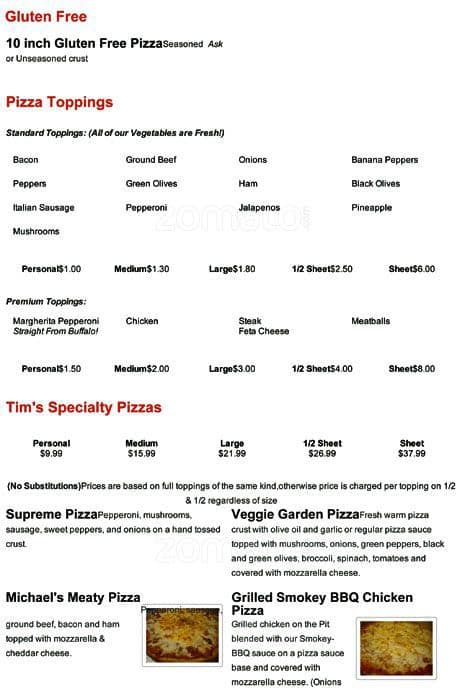 Menu at Taste of Buffalo Pizzeria, Huntersville