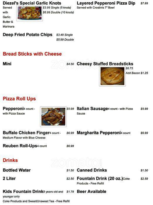 Menu at Taste of Buffalo Pizzeria, Huntersville