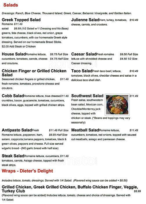 Menu at Taste of Buffalo Pizzeria, Huntersville