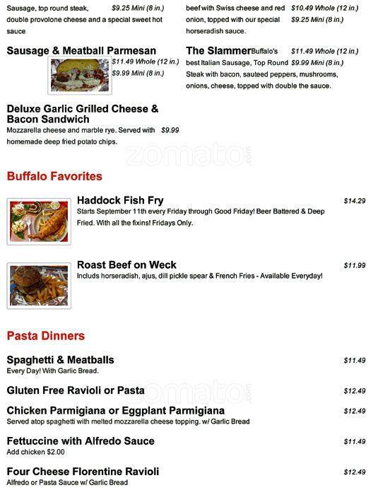 Menu at Taste of Buffalo Pizzeria, Huntersville