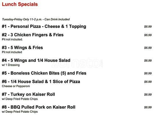 Menu at Taste of Buffalo Pizzeria, Huntersville