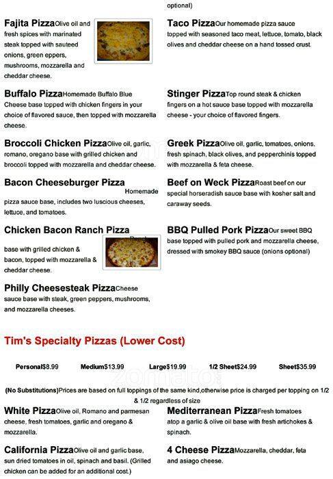 Menu at Taste of Buffalo Pizzeria, Huntersville