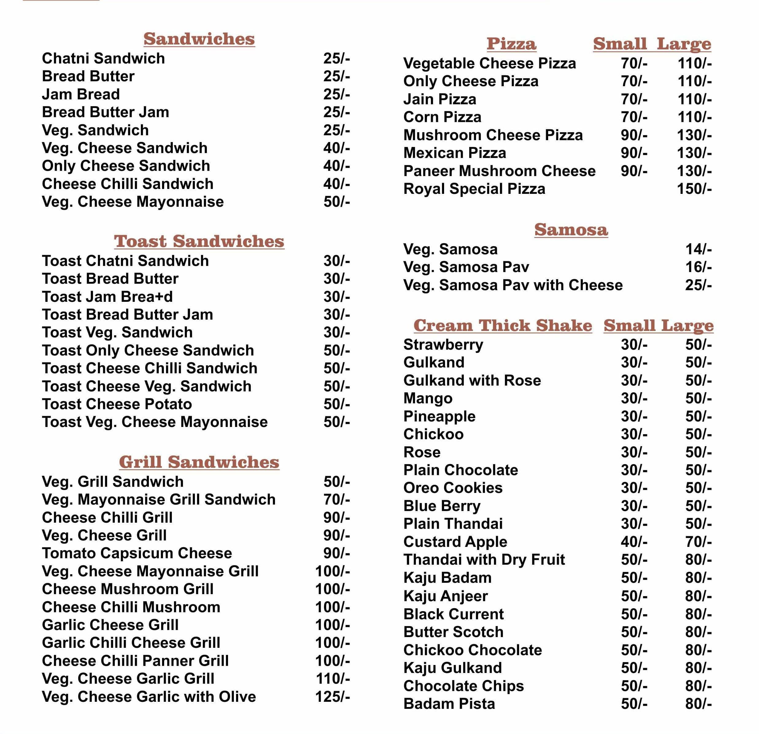 Royal Food Menu, Menu for Royal Food, Fort, Mumbai - Zomato