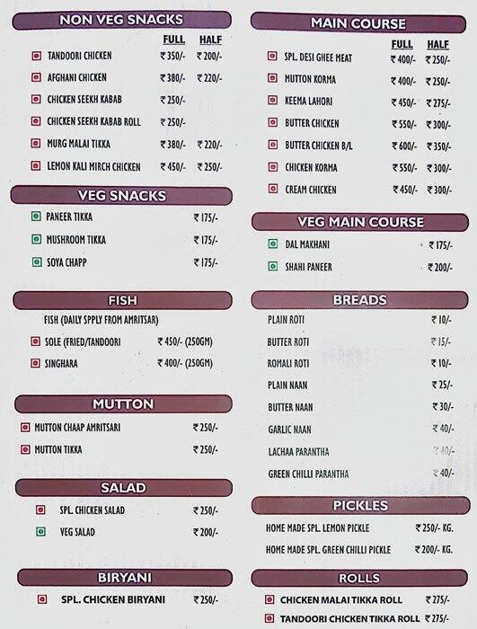 Menu at Pure Foods, Delhi