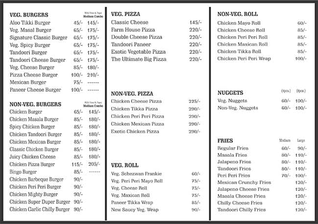 Menu at DBW De Burger World, Mira Bhayandar, POONAM RESIDENCY
