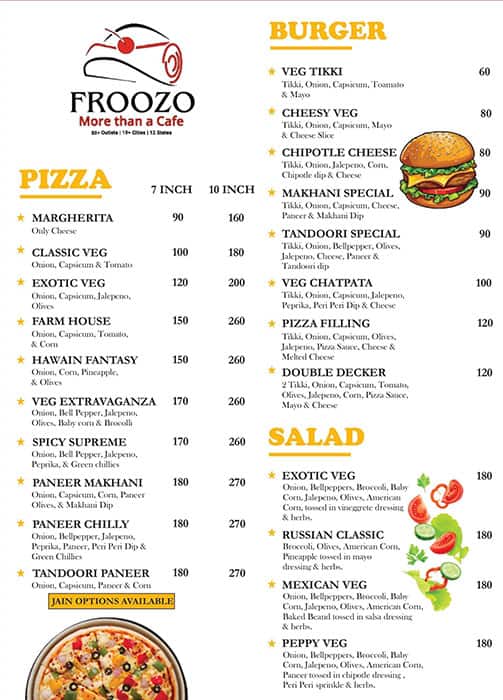 Menu of Froozo Maruti Fast Food And Cafe, Prahlad Nagar, Ahmedabad