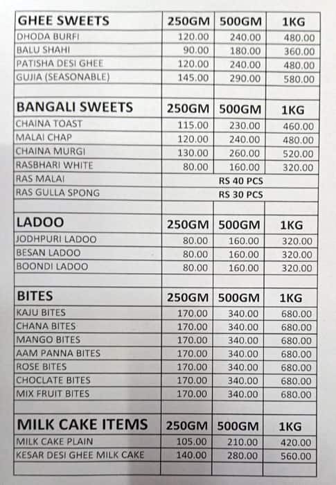 Menu of The Standard Paneer Shop, Janakpuri, New Delhi