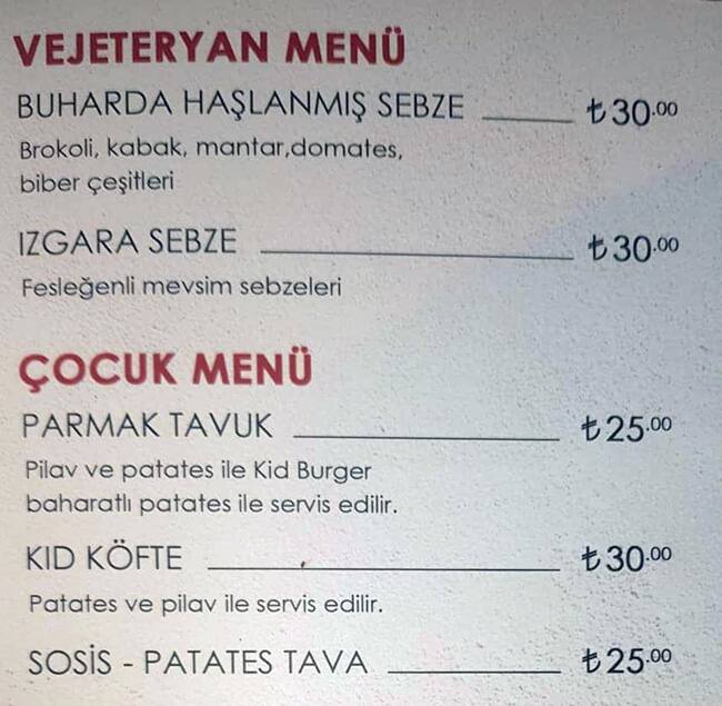 Menu at Yakamoz Restaurant, Istanbul, Kuleli Cd. No:69