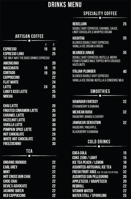 Menu at Shift Espresso Bar | Green Point, Cape Town, 45 Main Rd
