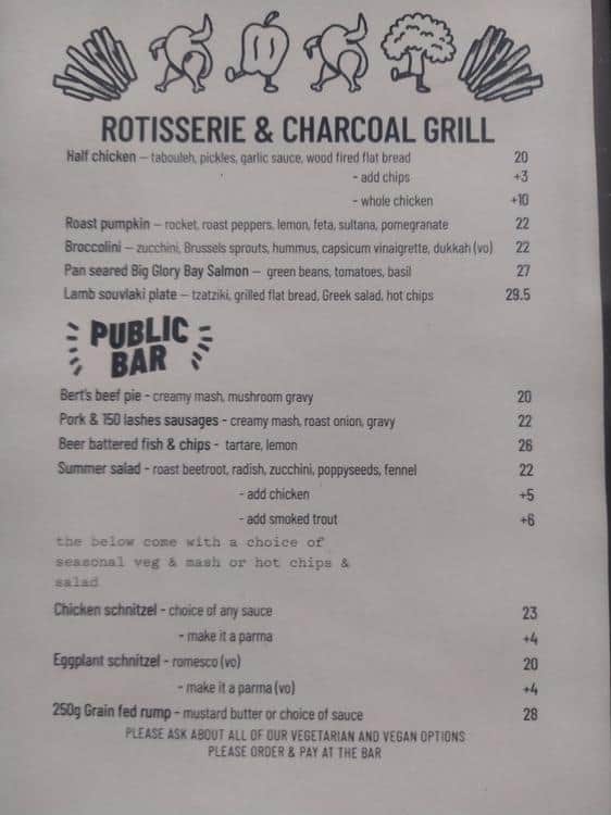 Menu at The Vic pub & bar, Marrickville