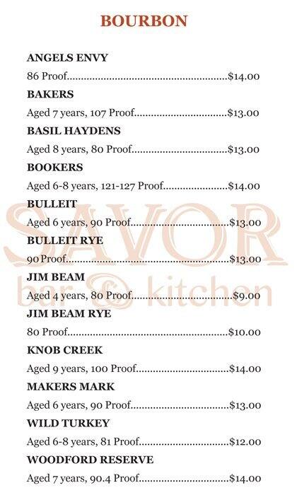 Menu at Savor Bar & Kitchen, Atlanta