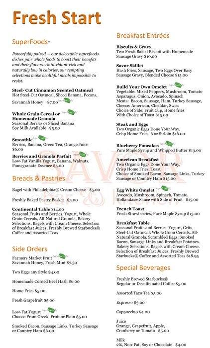 Menu at Savor Bar & Kitchen, Atlanta