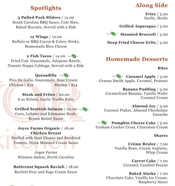 Menu at Savor Bar & Kitchen, Atlanta