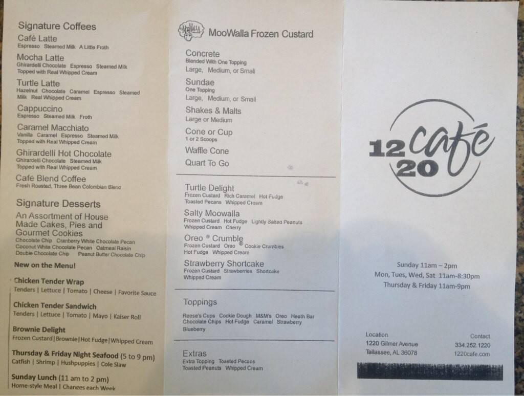 1220 Cafe Menu, Menu untuk 1220 Cafe, Tallassee, Montgomery ...