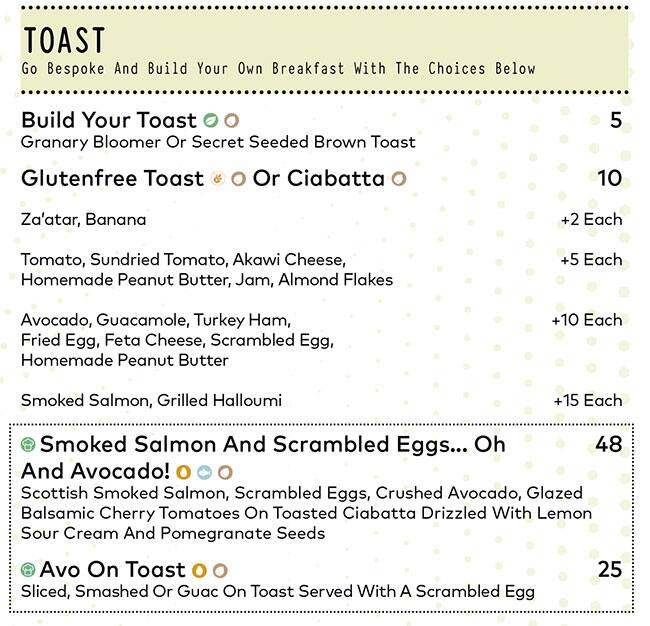 Menu at Flow cafe, Dubai, Opposite CNBC Building