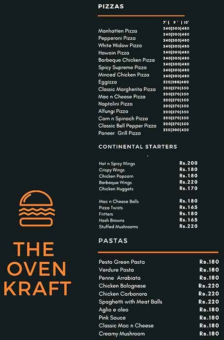 Menu of The Oven Kraft, HSR, Bangalore