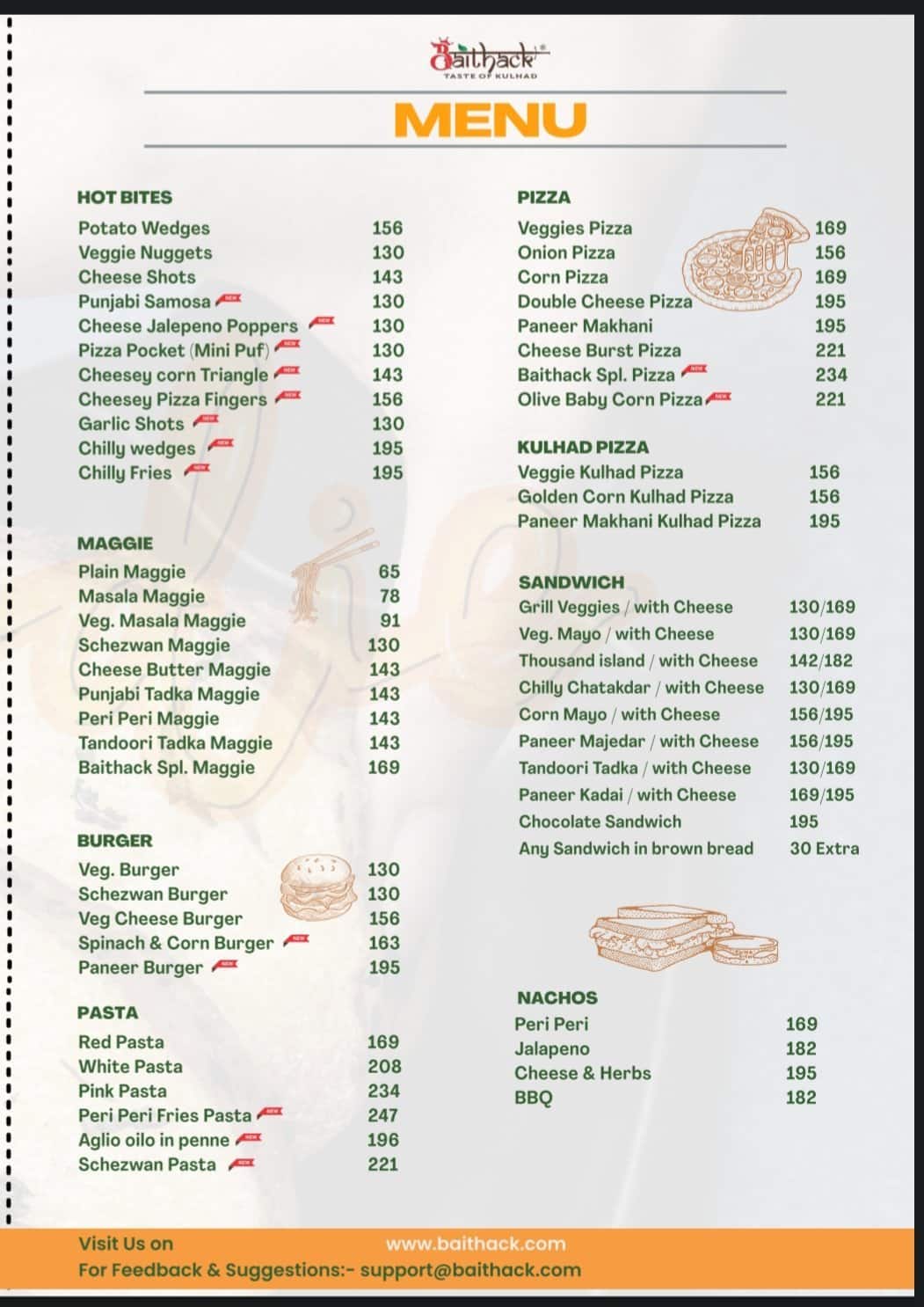 Menu at Baithack - Taste of Kulhad, Boisar