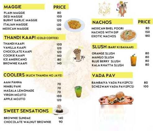 Menu of The Mamta's Cafe, Kothari Market, Indore
