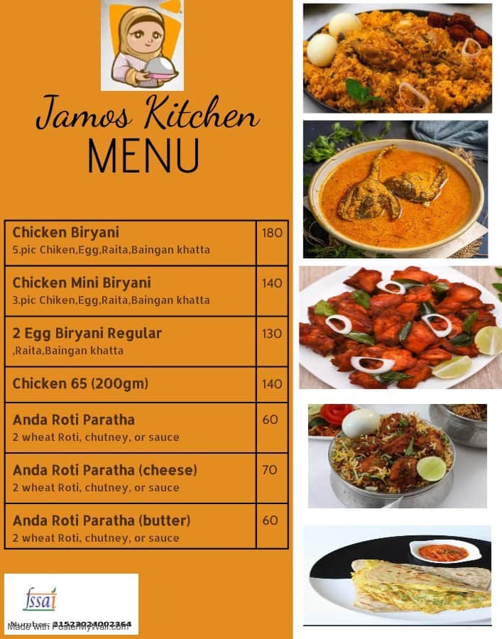 Menu of Jamos Kitchen, Taloja, Navi Mumbai