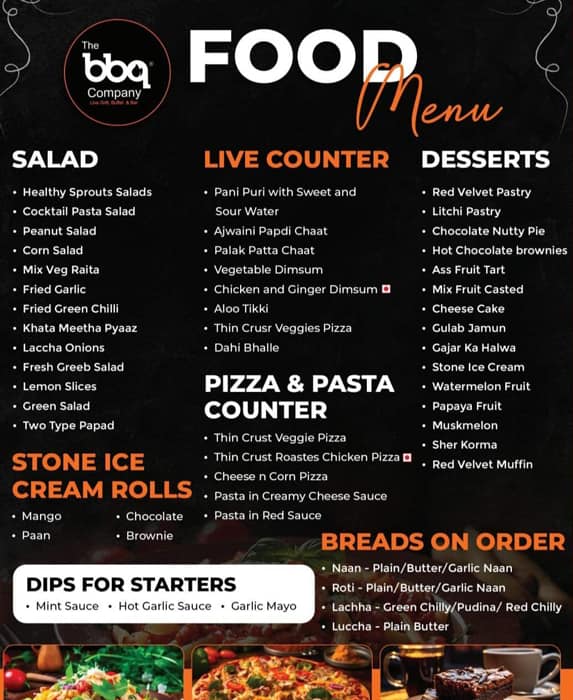 Menu of The BBQ Company, Bhayli, Vadodara