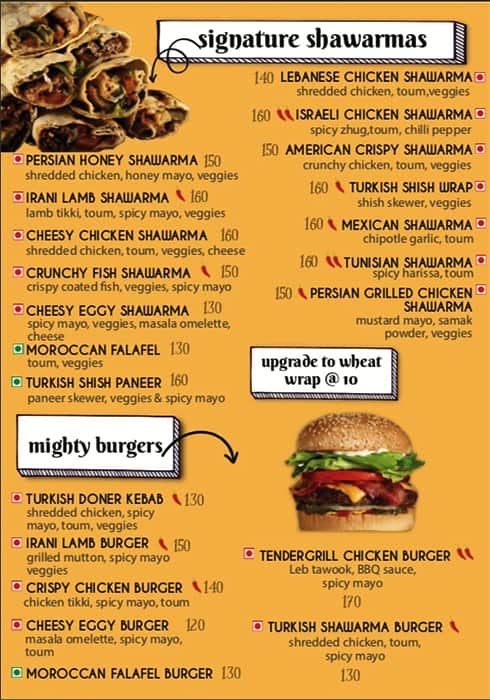 Shawarma Nation Menu, Menu for Shawarma Nation, Prince Anwar Shah Road ...