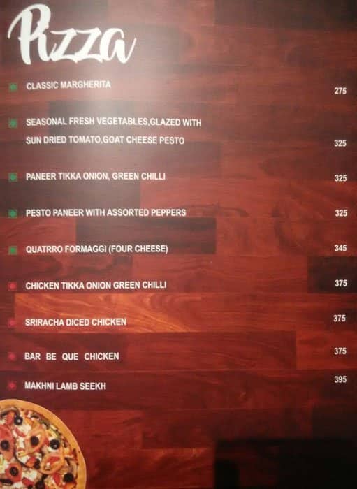 Menu at Zai, New Delhi, Building No. 3