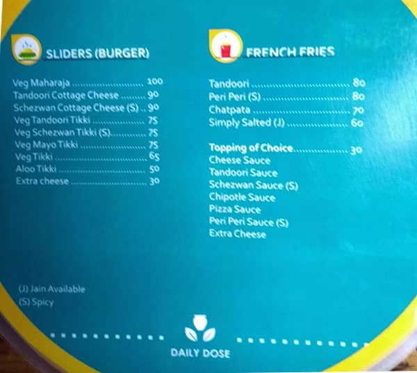 Menu at The Daily Doze, Vadodara