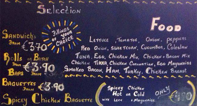 Menu at Big Chef Cafe, Dublin, 31 Canal Walk