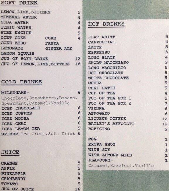 Menu at Steel Tree at the Foreshore restaurant, Rockingham, 7 Railway Tce