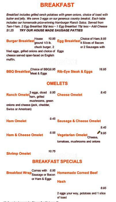 Menu at Hamburger Ranch BBQ, Cloverdale