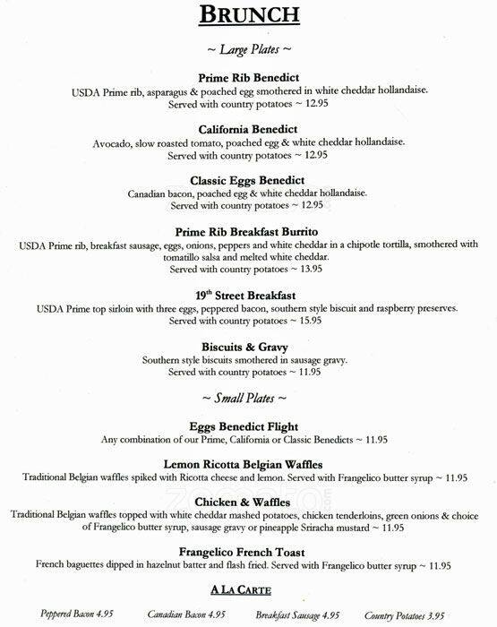 Menu at Denver Chophouse pub & bar, Denver, 19th St Ste 100