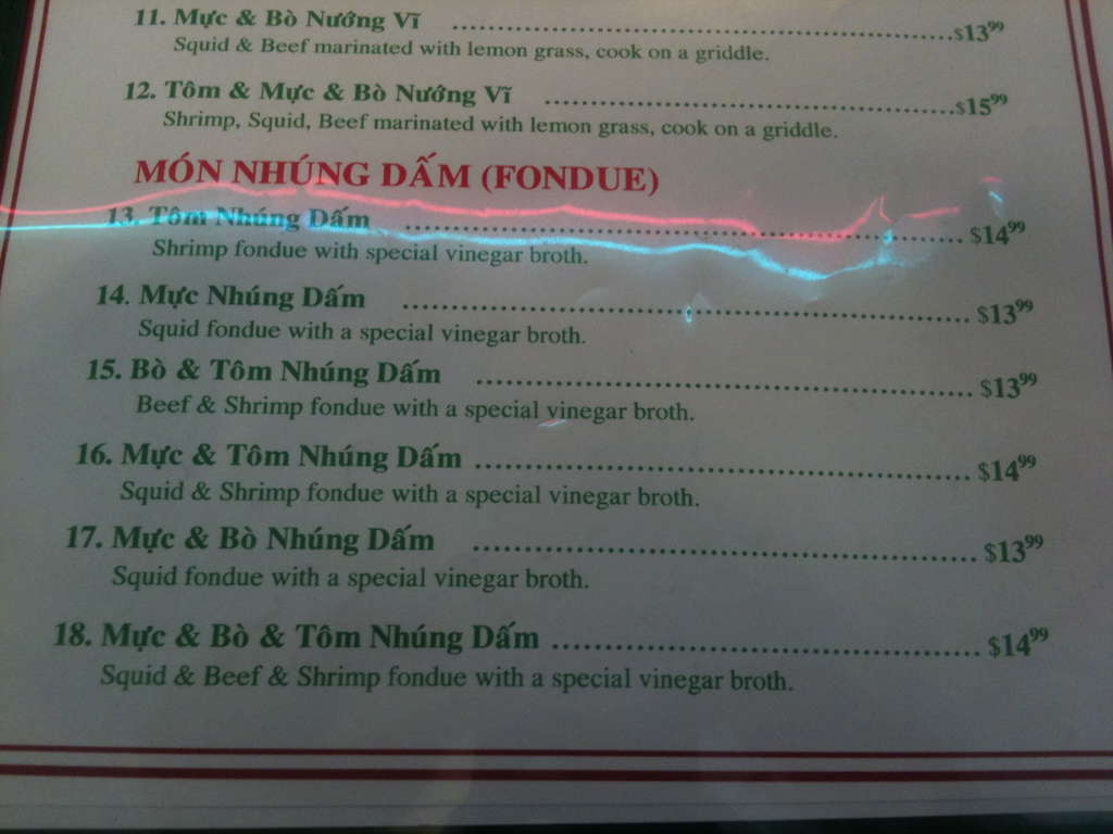 Menu at Thien An restaurant, Garden Grove, Harbor Blvd a6