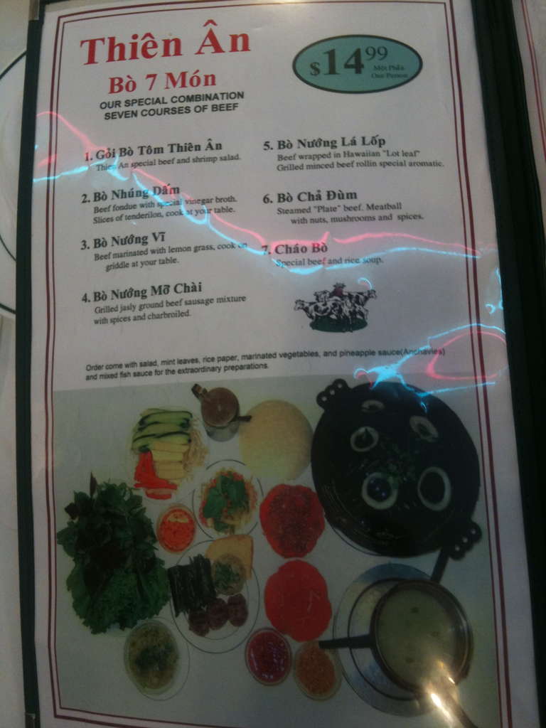 Menu at Thien An restaurant, Garden Grove, Harbor Blvd a6