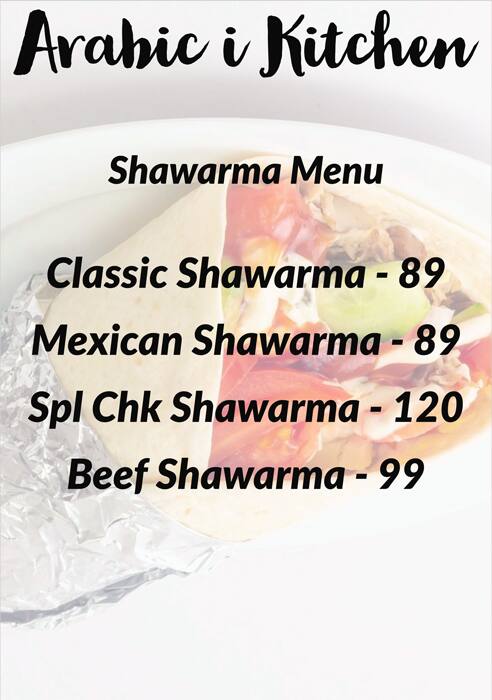 Menu of Arabic I Kitchen, Valasaravakkam, Chennai