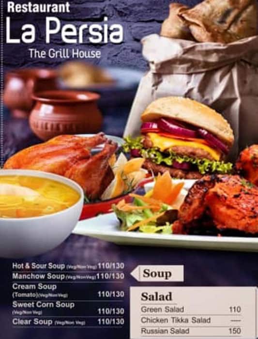 Menu of La Persia The Grill House, Karamana, Trivandrum