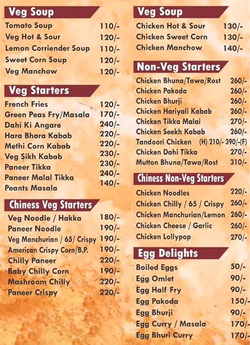 Menu of Swad Delight Family Garden Restaurant, Ayodhya Nagar, Nagpur
