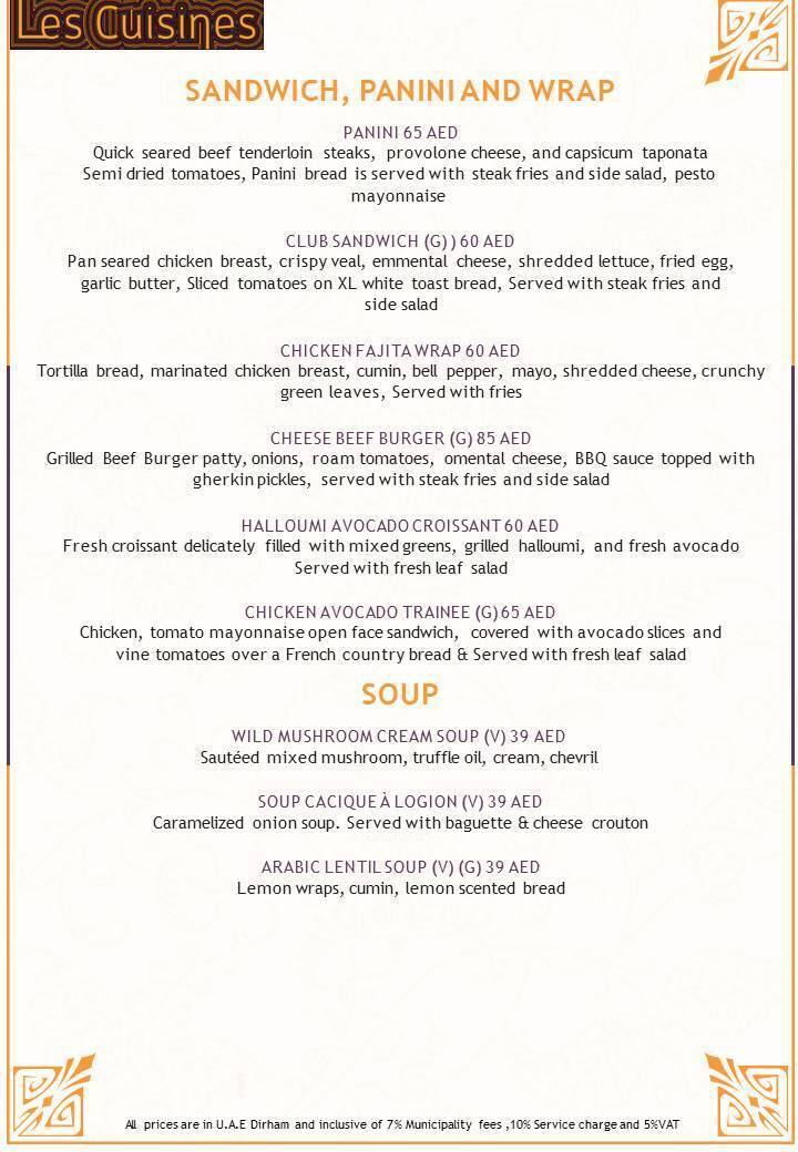 Menu at Les Cuisines - Sofitel Dubai Downtown restaurant, Dubai