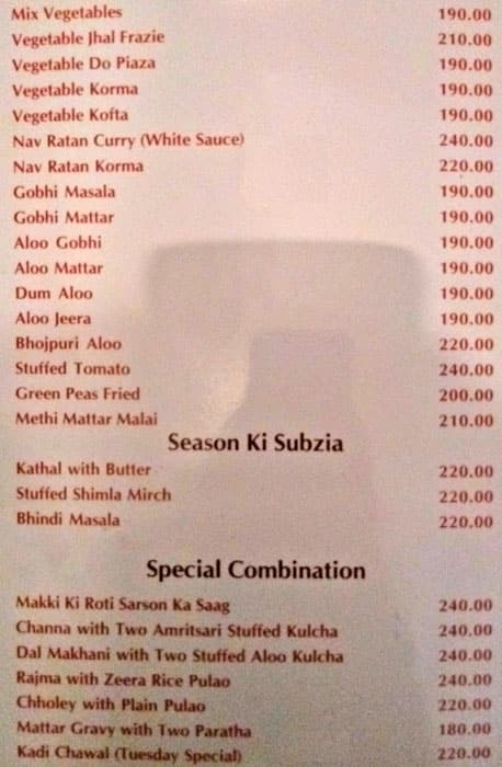 Menu at Kumar Vegetarian, Dehradun
